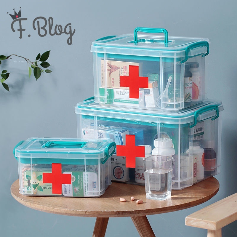 Household Double Layer Medicine Box Medical Storage Box Family Medicine ...