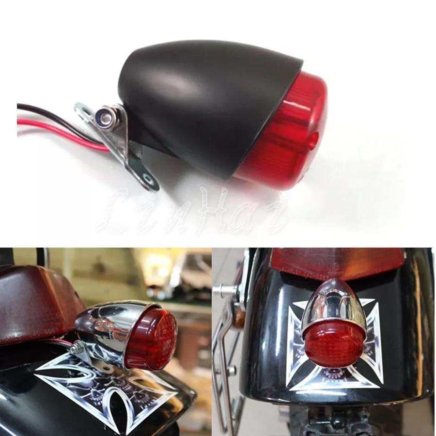 Motorcycle Black Mini LED Rear Stop Tail Brake Light For Harley Bobber ...