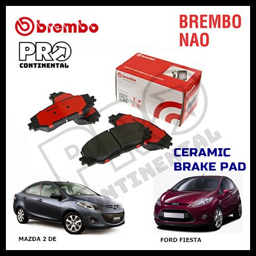 (RED SHIM) BREMBO NAO FORD FIESTA WT MAZDA 2 DE 2007-2014 FRONT CERAMIC ...
