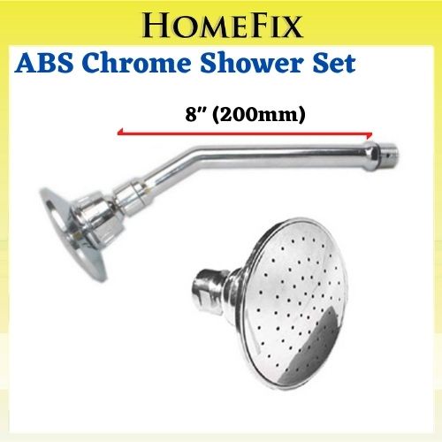 ABS CHROME SHOWER ROSE C/W 8" ARM SET | Shopee Malaysia