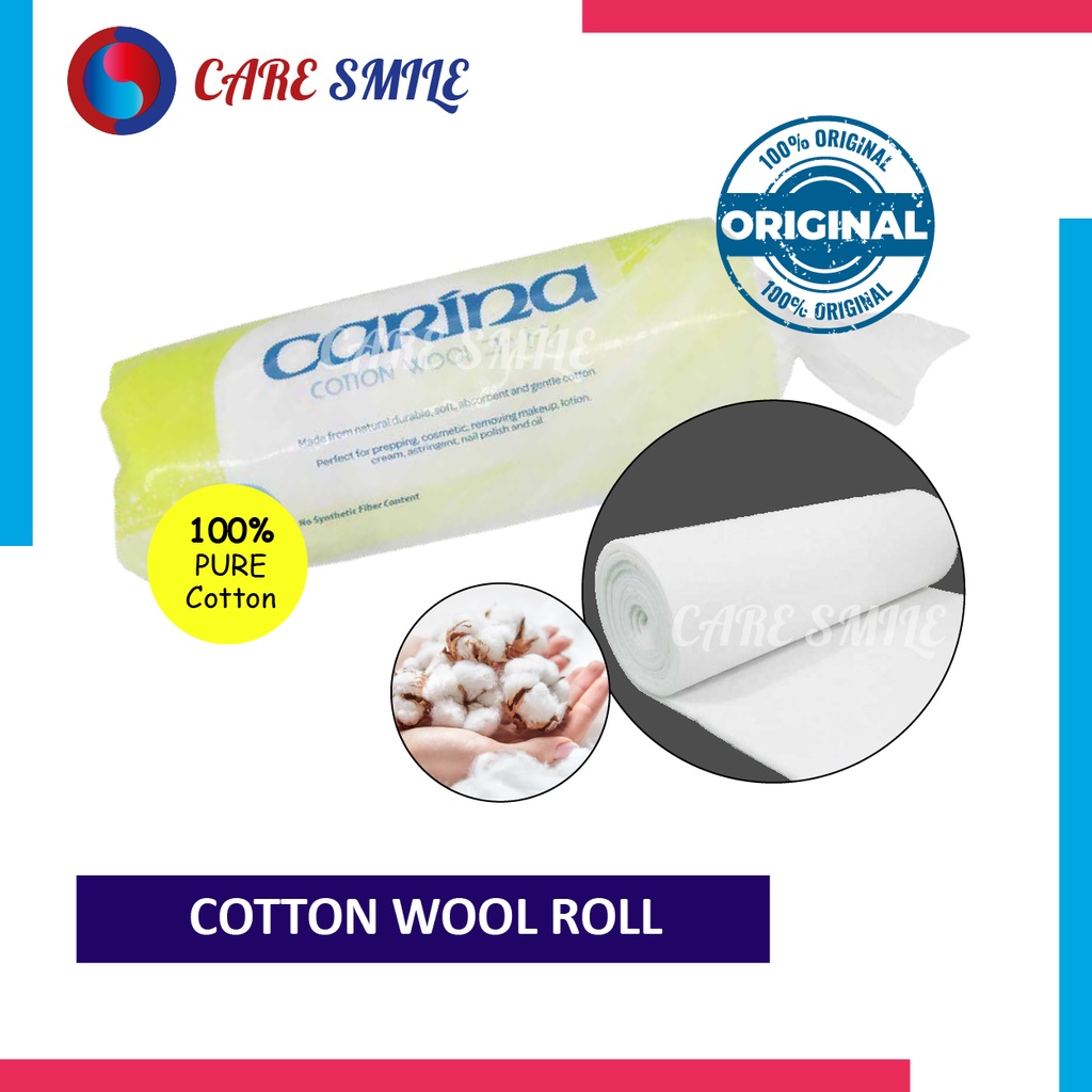 Absorbent COTTON WOOL ROLL 300g CARINA 100% PURE COTTON Kapas Gulung ...