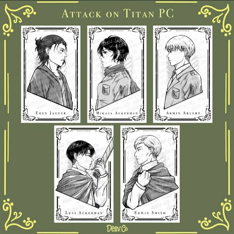 Attack on Titan Art print Photocard/ PC holo levi, erwin, mikasa, armin ...