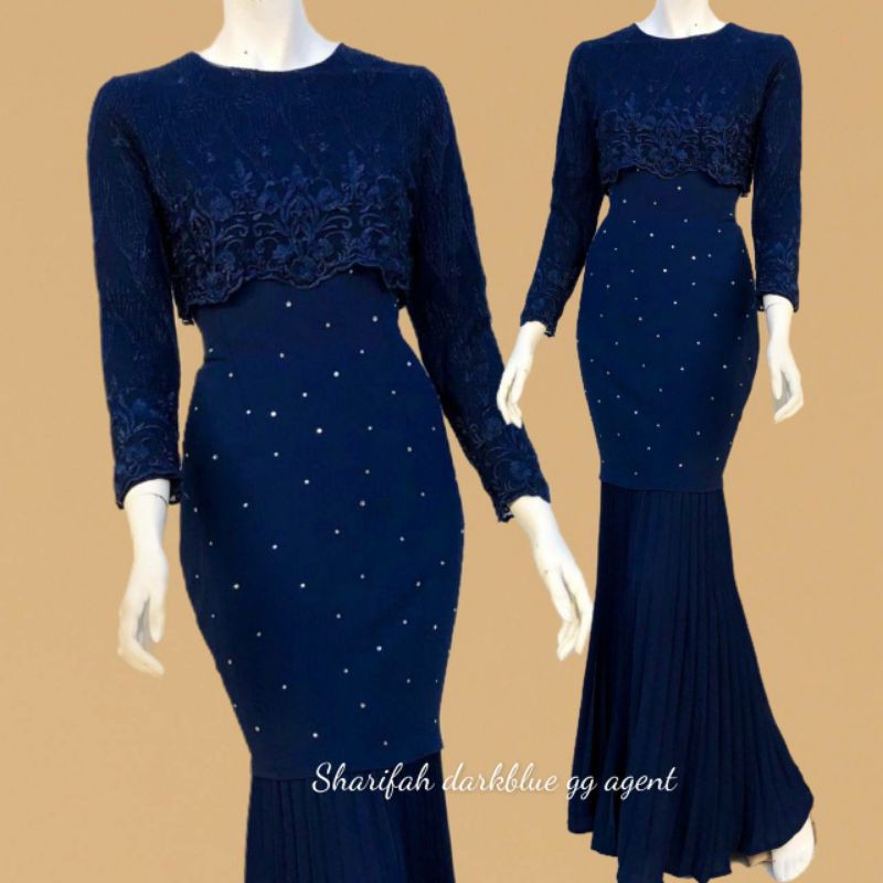 BAJU RAYA 2021 S M L SHARIFAH KURUNG BRIDE CREPE WITH LACE FREE VEIL ...