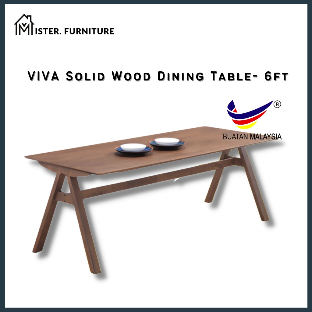 MF VIVA Wooden Dining Table 6 Seater Dining Table Dinning Table Long ...