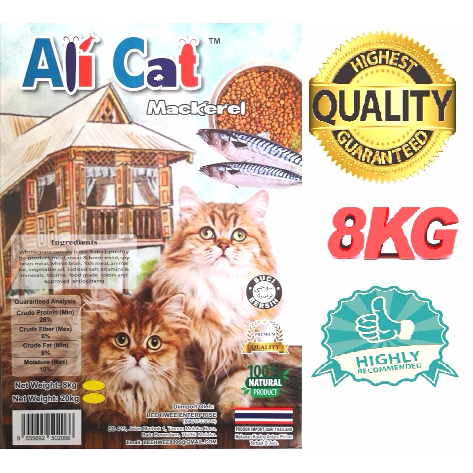 Makanan kucing 8kg Ali cat food 8kg ( original Atlantic mackerel ...