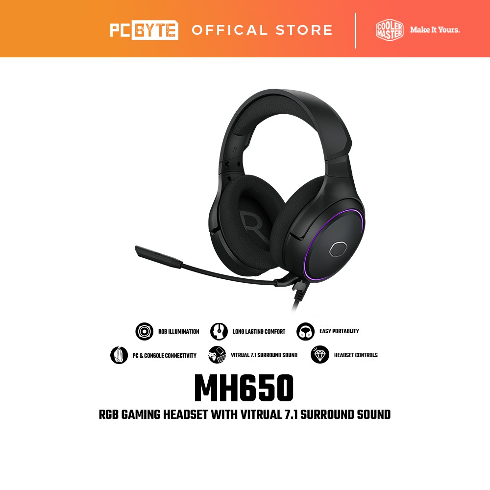 Cooler Master MH650 (MH-650) RGB Gaming Headset Virtual 7.1 Surround ...