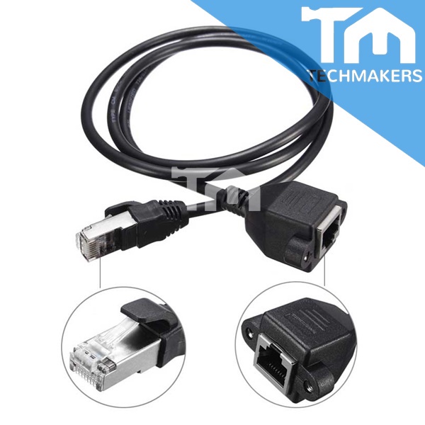 RJ45 Male to Female Screw Panel Mount Port Ethernet Extension Cable ...