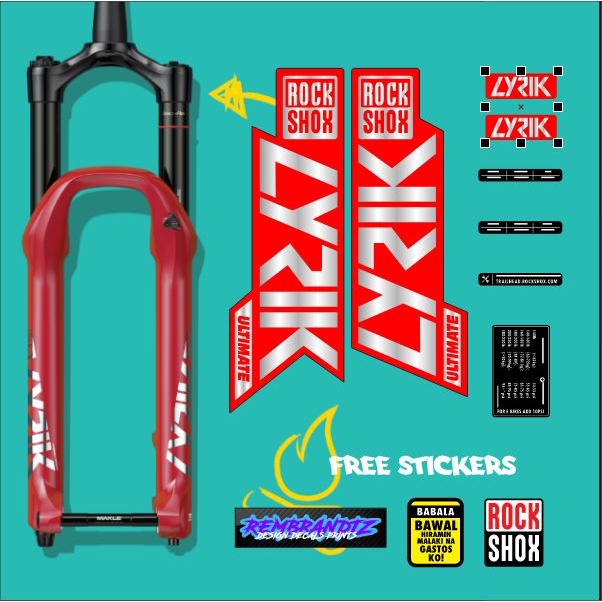 MTB fork decals set - RockShox LYRIC 2020 - printed using eco solvent ...
