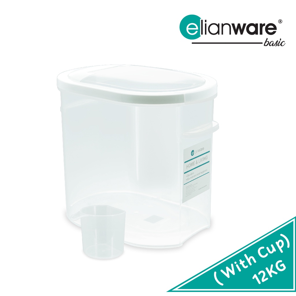 ELIANWARE 6,12KG Plastic Rice Bucket W/Measuring Cup, Baldi Beras, Rice ...