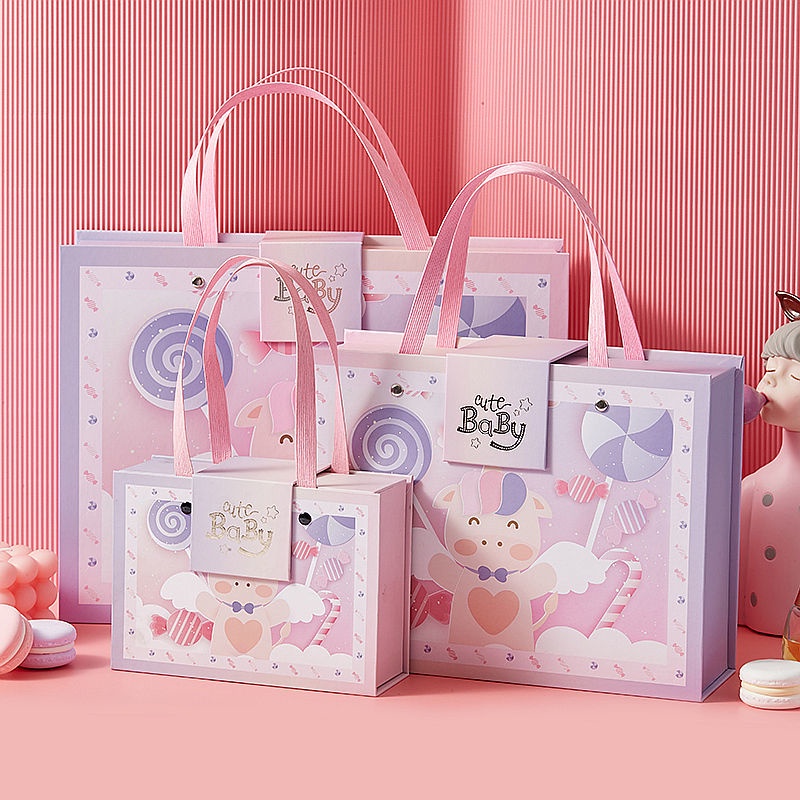 Cartoon hand gift box portable box ins gift box large empty box high ...