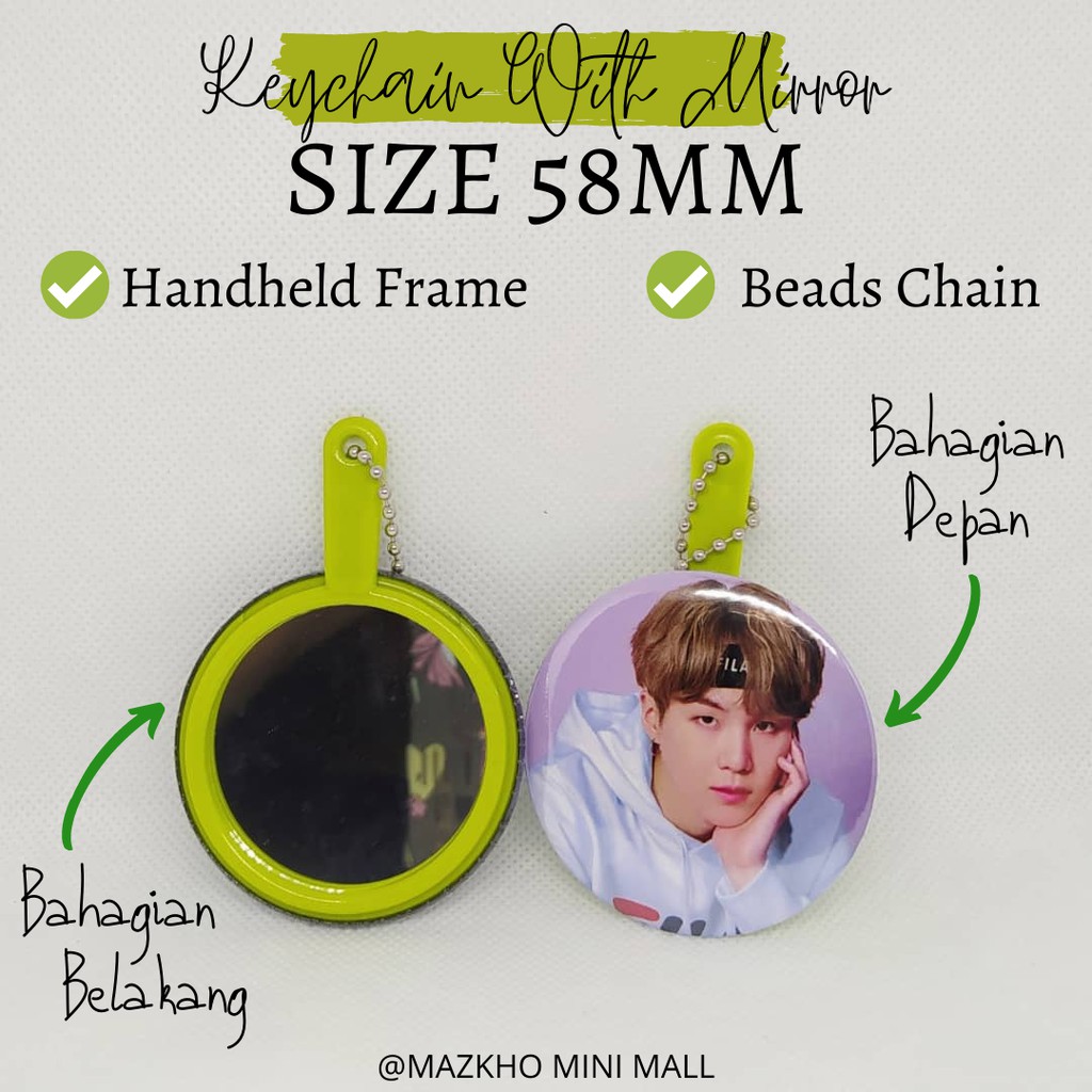 (CUSTOM) KEYCHAIN WITH MIRROR (BEADS CHAIN) SIZE 58 MM | Shopee Malaysia