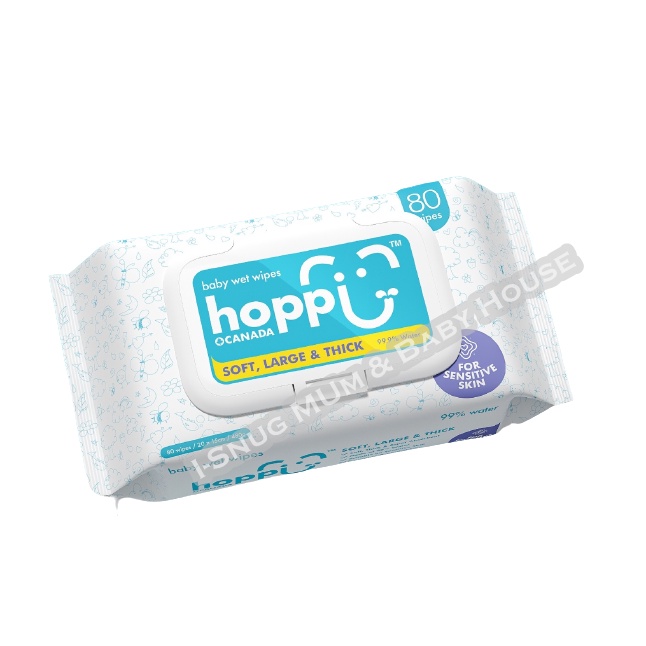 Hoppi Premium 99% Baby Wipes / Baby Wipes / Wet Wipes / Wet Tissue - 80 ...