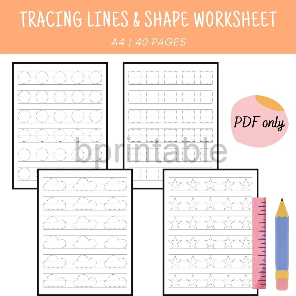 Printable Tracing Lines and Shape Worksheets [PDF] | Shopee Malaysia