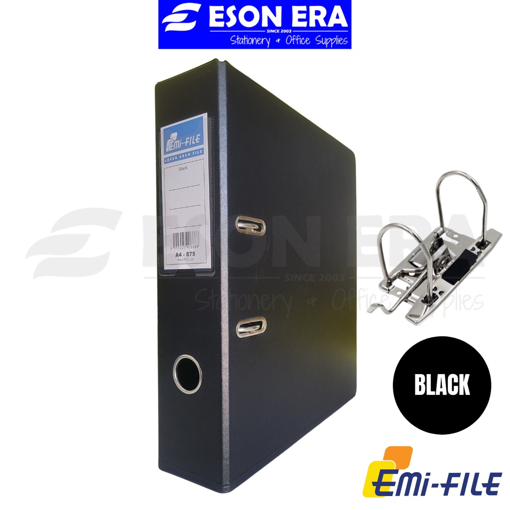 EMI A4 PVC Hard Cover Colour Lever Arch File 3inch 75mm 875-A4 Ring ...