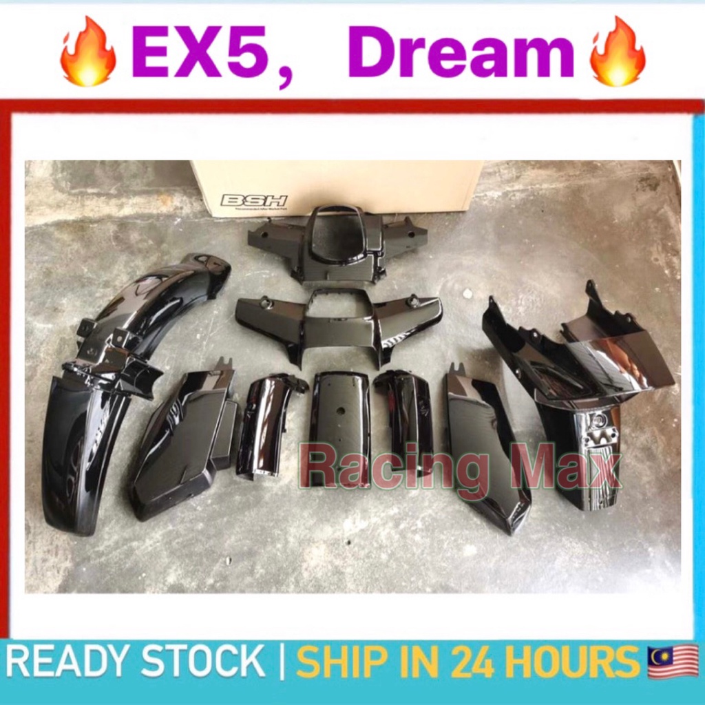 EX5 DREAM BODY COVER SET 100% ORIGINAL HONDA DREAM 2 COVERSET BLACK SIDE FORK LAY BATTERY HITAM ...