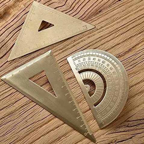 MKR Brass Copper Triangular Ruler 180 Degree Protractor Construction ...