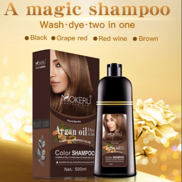 Mokeru Argan Oil Wash Dye 2 in 1 Shampoo 500ml | Shopee Malaysia