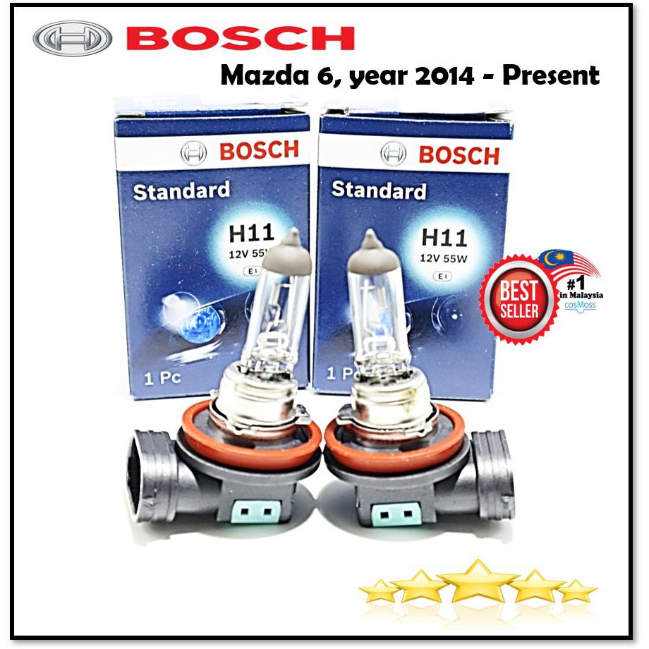 (2 PCS) Bosch Headlamp HeadLight H11 Light Bulbs for Mazda 6, year 2014 ...