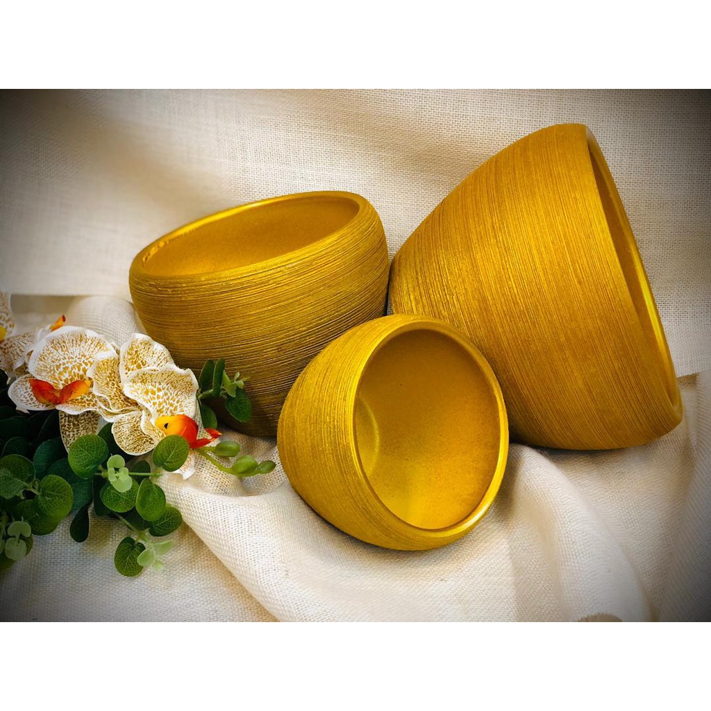 🌿PREMIUM🌿 Gold Ceramic Vase | Pasu Seramik | Gold Orchid Flower Pot ...