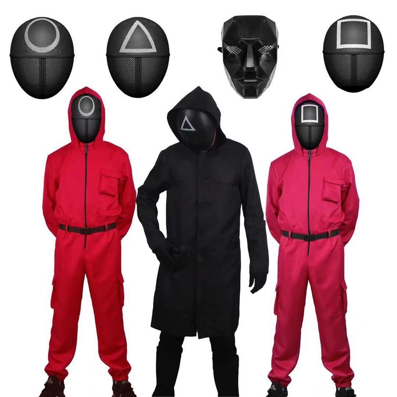【Adult+Kids Size】Squid Game Cosplay Costume Jumpsuit Logo Square Face ...