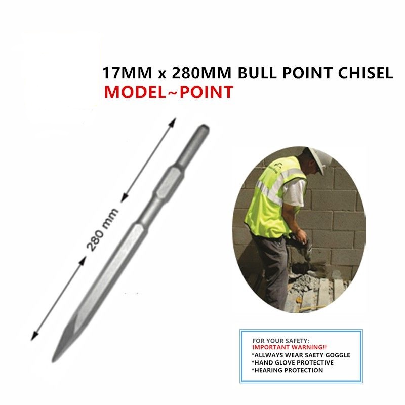 CHISEL / 17MM x 280MM BULL POINT CHISEL FOR DEMOLITION HAMMER ~(MODEL ...