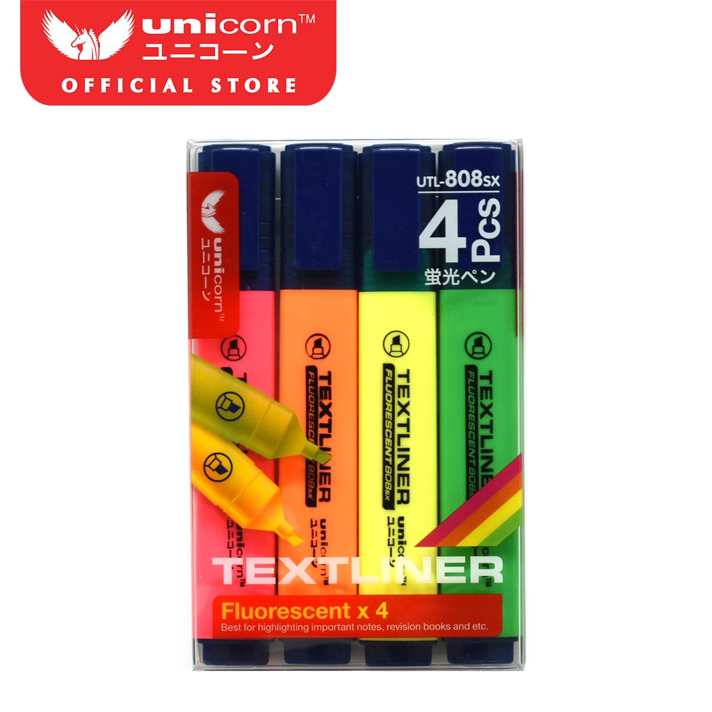 Unicorn Highlighter High Light Textliner Marker UTL-808S-4'S ...