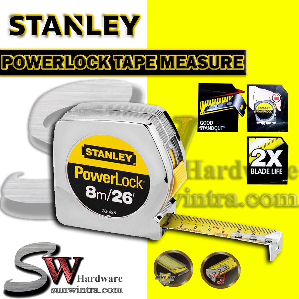 Stanley STHT33428-8 8M/26' PowerLock Measuring Tape (33-428) Powerlock ...