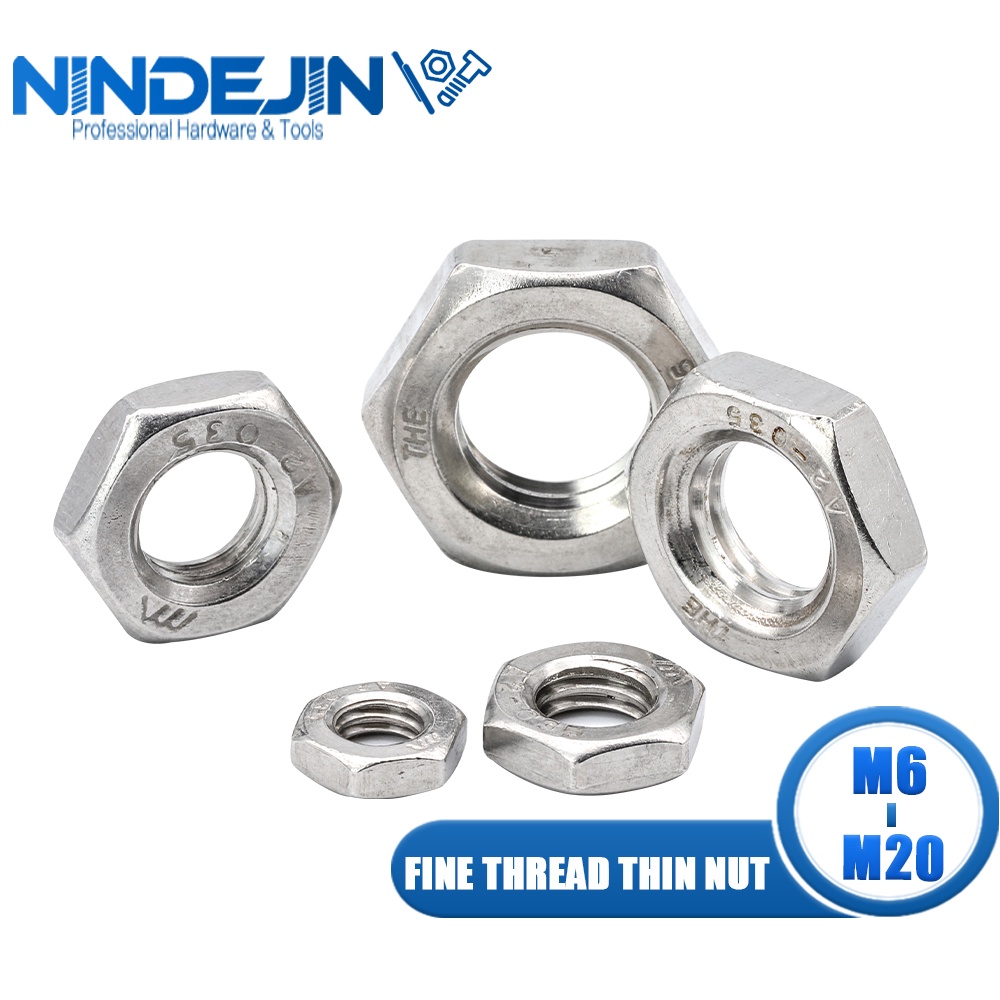 NINDEJIN Hexagon fine thread fine nut Thin Hex Nuts Screw Bolt Nut 304 ...