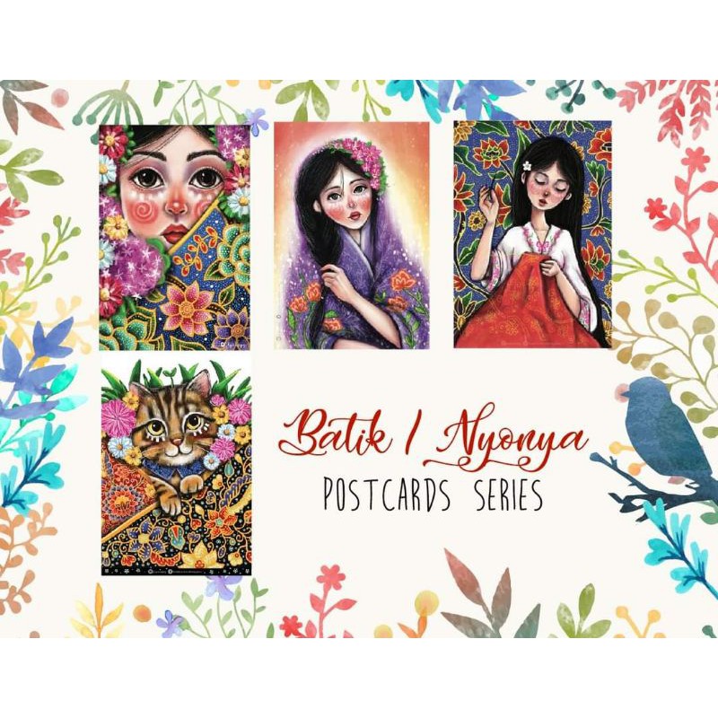 Original colorful Batik illustration artprints (postcard size) | Shopee ...