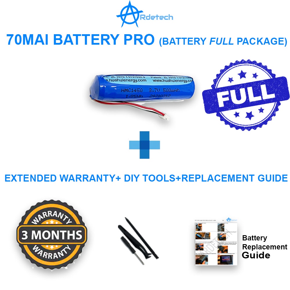 (Certified) 70mai Battery Original 70 mai D02 D08 A500 A500S A510 A800 ...