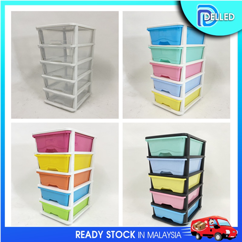 5 Tier Drawer Cabinet Multipurpose Colourful Storage Drawer | Shopee ...