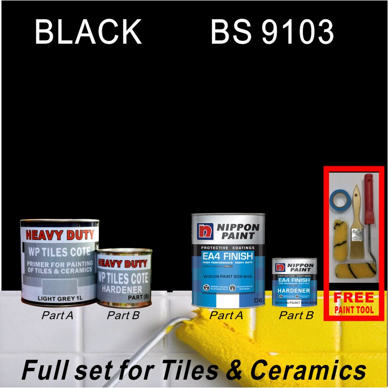 BLACK BS 9103 / 1 SET EA4 ( 1L HEAVY DUTY WP TILES COTE PRIMER / 1L ...