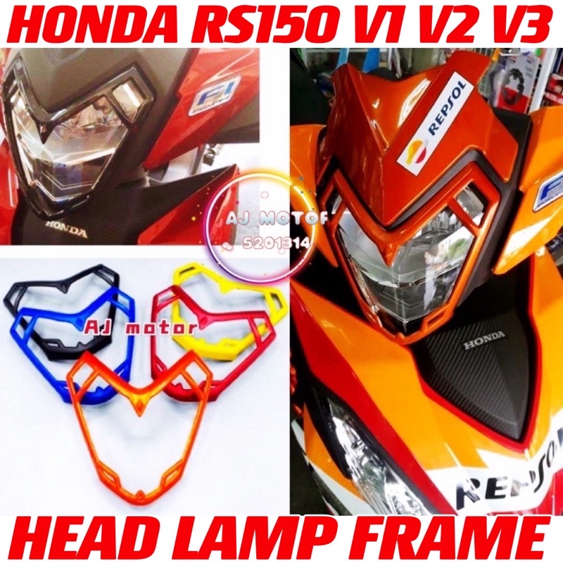 [ HEAD LAMP FRAME CARBON ] HONDA RS150 V1 V2 V3 RS RS150R LAMPU DEPAN ...