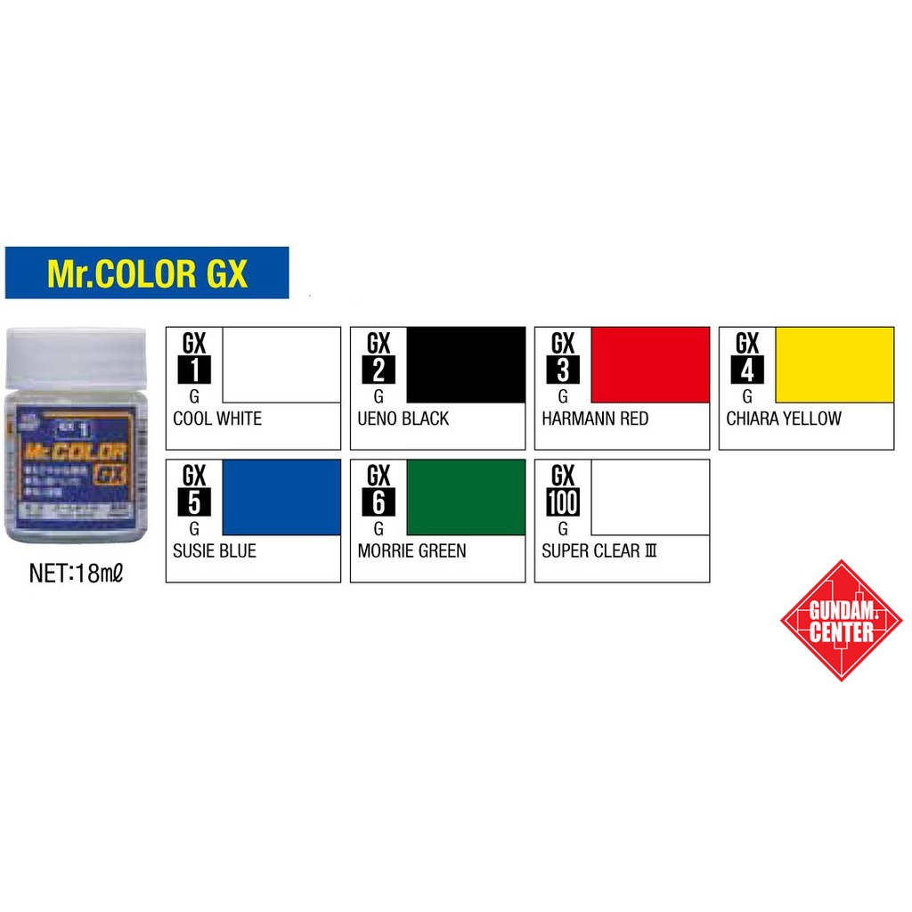 Mr. Color GX Mr Hobby 18ml GX1 - GX100 Model Kit Gunpla Gundam Custom ...