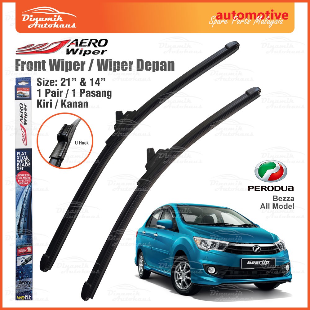 Perodua Bezza Car Front Windscreen Flat Soft Wiper Size 21" & 14" Inch ...