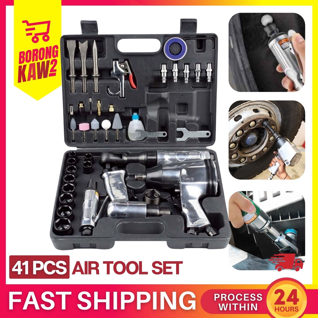 41pcs Air Tool Penumatic Tool Kit Air Impact Wrench Air Die Grinder Air ...