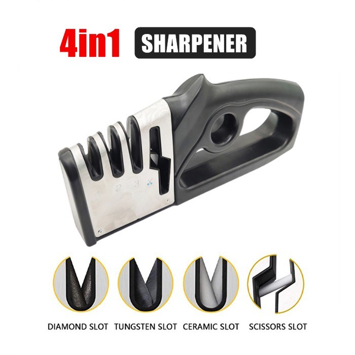 Sharpener 4 in 1 Knife and Scissor Sharpening Device Knife (A) | Shopee ...