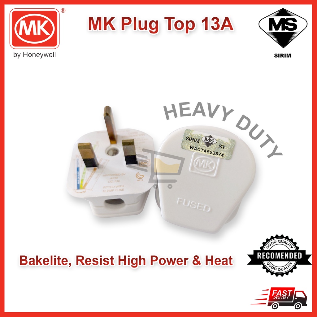 MK Plug Top 13A 3 Pin 250V Heavy Duty Bakelite Plug Top 646 【SIRIM ... MK Plug Top 13A 3 Pin 250V Heavy Duty Bakelite Plug Top 646 【SIRIM ...
