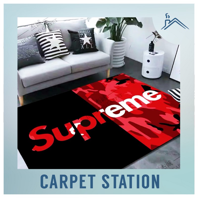 Sporty Red Supreme Design Luxury Streetwear Brand Logo Design Rugs ...