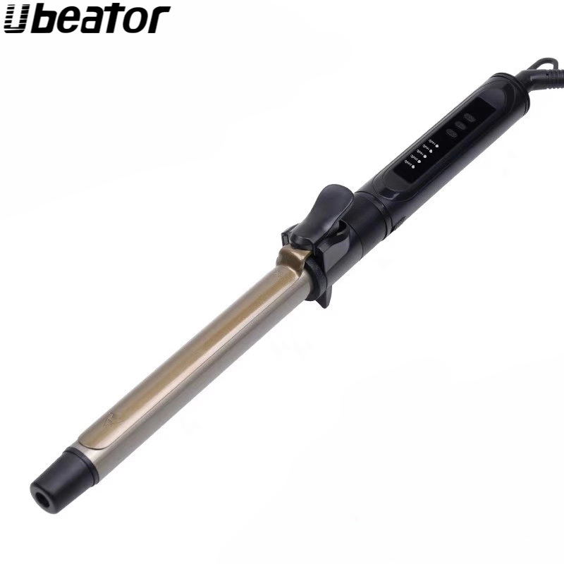 Ubeator Cone Golden Ceramic Coated Plate Curling Iron Electric Hair ...