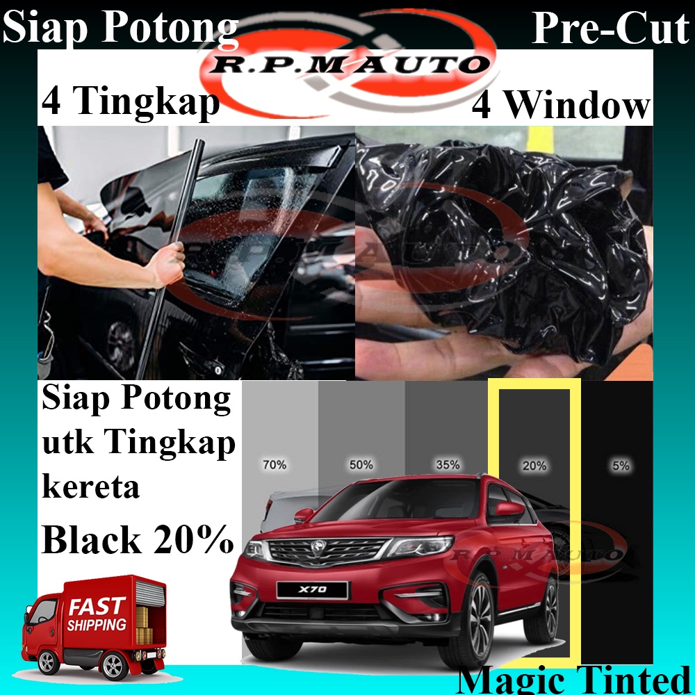 Magic Tinted hitam 20% Siap Potong Proton X70 kereta magic tinted ...