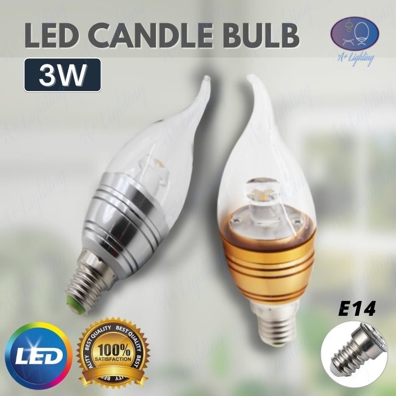 3W LED CANDLE TAIL BULB (E14) TAILED CANDLE LIGHT BULBS LAMPU LED ...