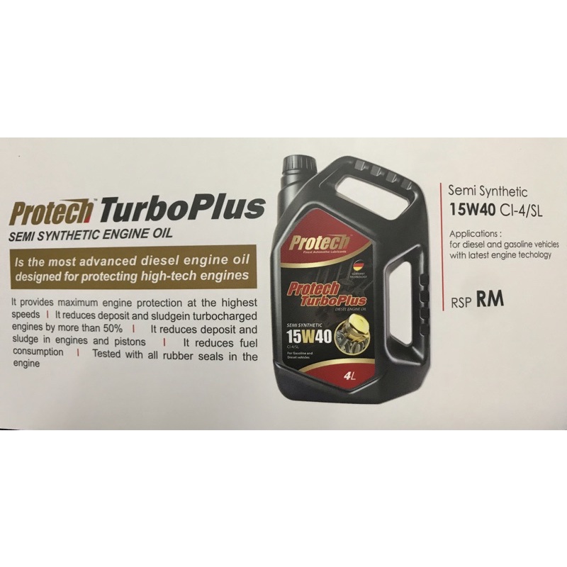 Protech 15W40 Semi Synthetic TurboPlus Diesel Engine Oil 4x4 | Shopee Malaysia