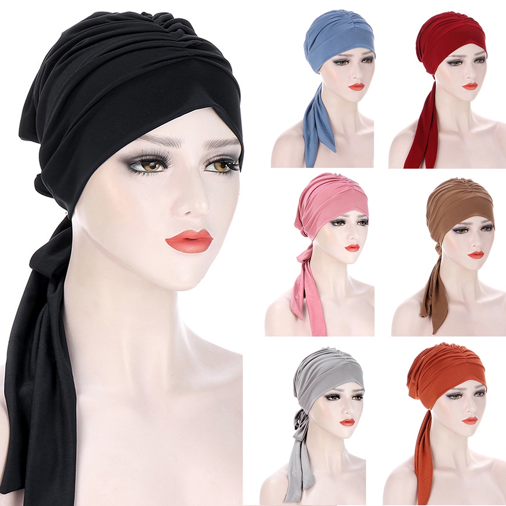 Pre-Tied Chemo Pirate Cap Cancer Head Scarf Hair Loss Hat Muslim Turban ...