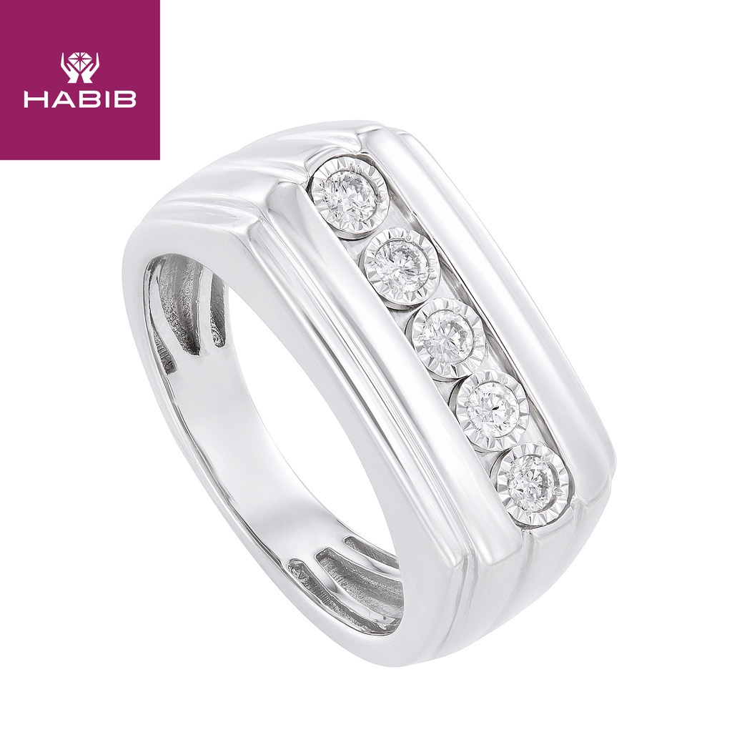 HABIB Thiago Silver Palladium Diamond Men's Ring | Shopee Malaysia