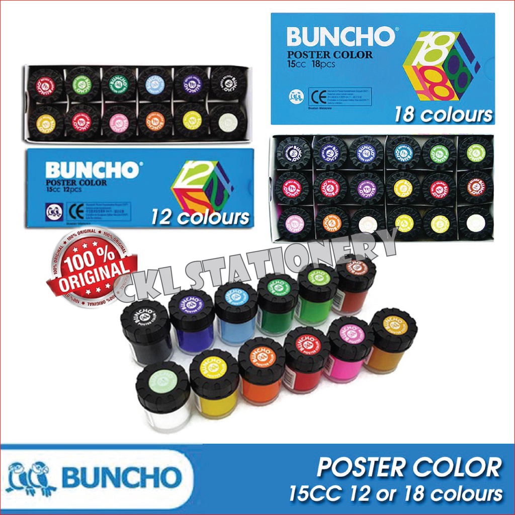 BUNCHO POSTER COLOUR 15CC 12 COL / 18 COL | Shopee Malaysia