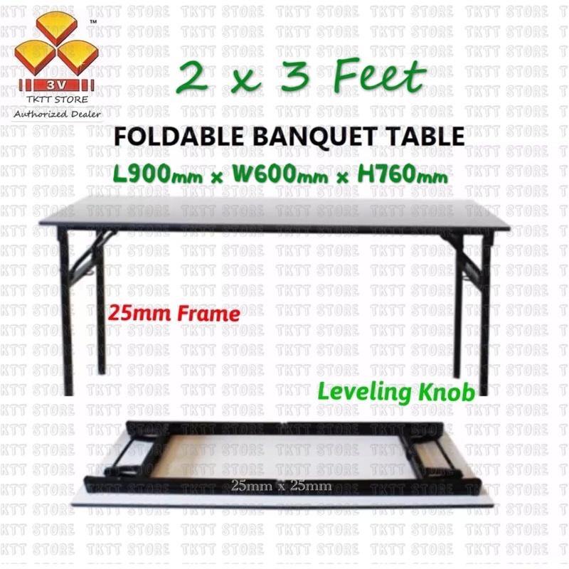 TKTT 3V 2x3 Feet Heavy Duty Laminated Wood Top Banquet Table Folding ...