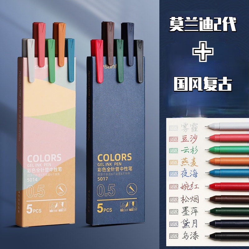 5Pcs/Box Gel Pens Set Refills for Coloring Retro Kawaii 0.5mm Fine ...
