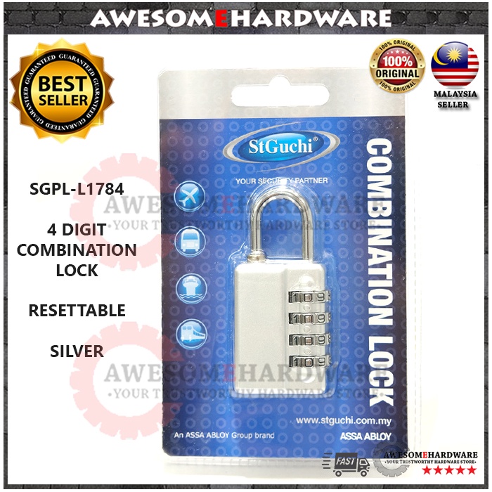 (OFFER) ST GUCHI 4 DIGIT SGPL-L1784 COMBINATION LUGGAGE LOCK NUMBERING ...
