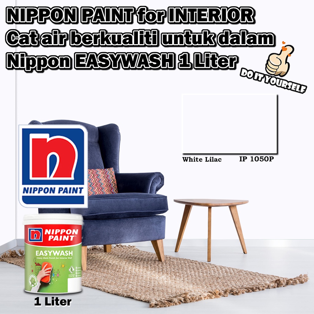 Nippon Paint EasyWash Interior collection 1 Liter Reticent White 1083P ...